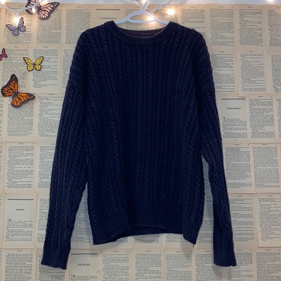 Sweaters | Vintage Down Island Navy Cable Knit Sweater | Poshmark